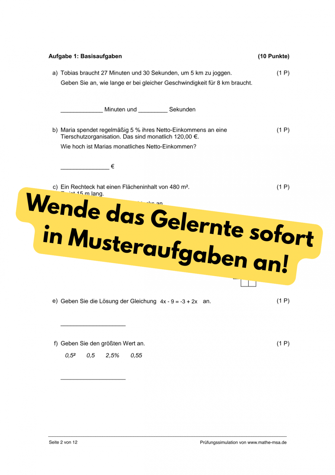 mathe-msa - Dein Online-Kurs für die Prüfungsvorbereitung